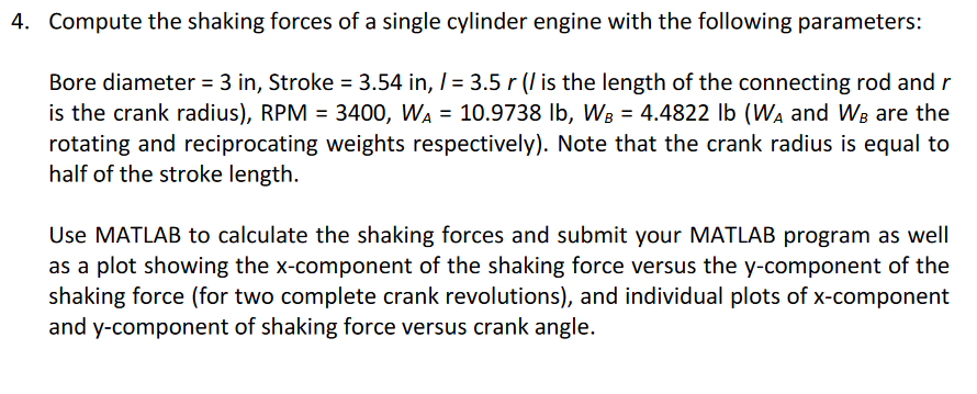 Solved Compute the shaking forces of a single cylinder | Chegg.com