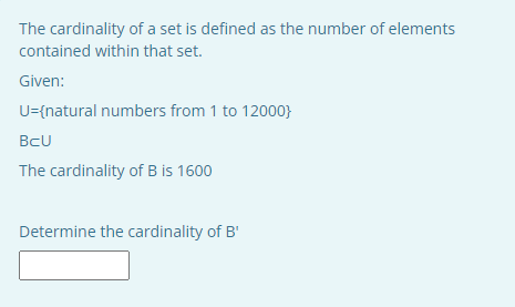 Solved The cardinality of a set is defined as the number of | Chegg.com