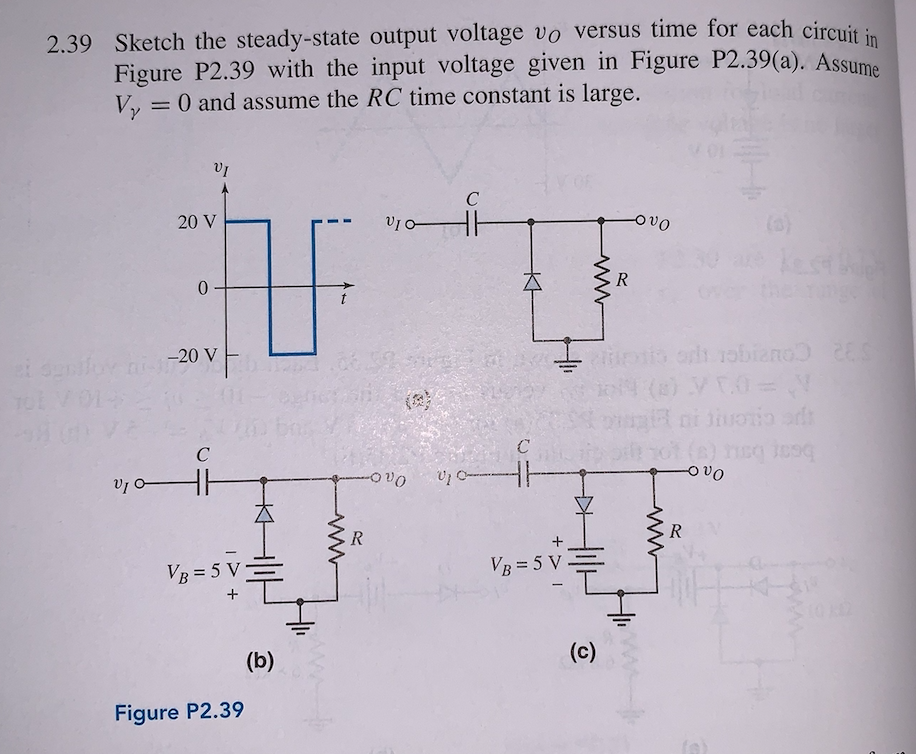 Solved 2.39 Sketch the steady-state output voltage vo versus | Chegg.com