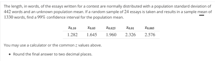 Solved The length, in words, of the essays written for a | Chegg.com