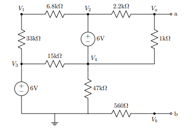 Solved Please find v1 v2 v3 v4, va and vb for the circuit | Chegg.com