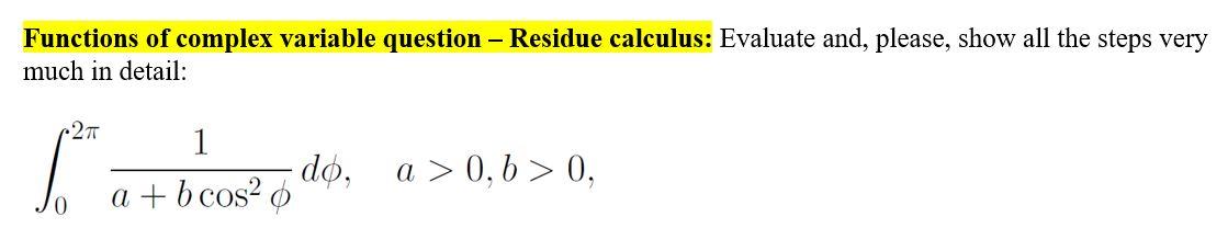Solved Functions of complex variable question - Residue | Chegg.com