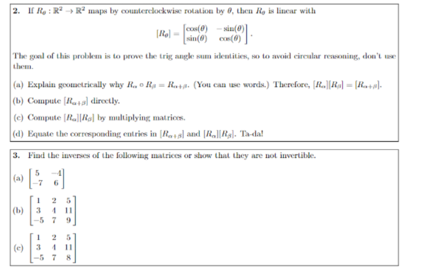2. If Rθ:R2→R2 maps by counterelockwise rotation by | Chegg.com