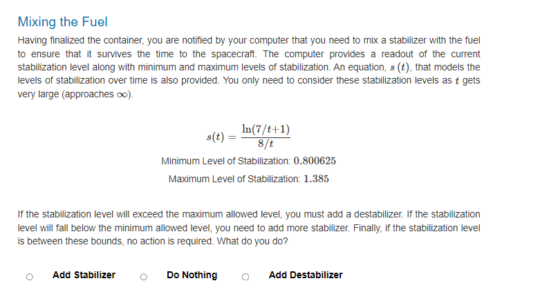 Solved Mixing the Fuel Having finalized the container, you | Chegg.com