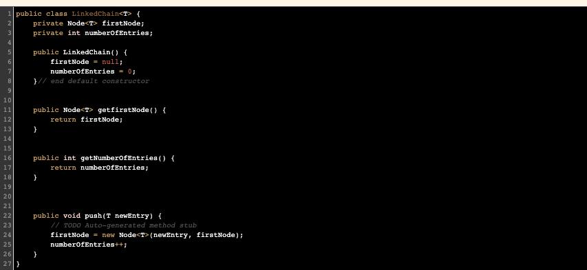 Solved public class Linkedchain { 2 private Node firstNode; | Chegg.com