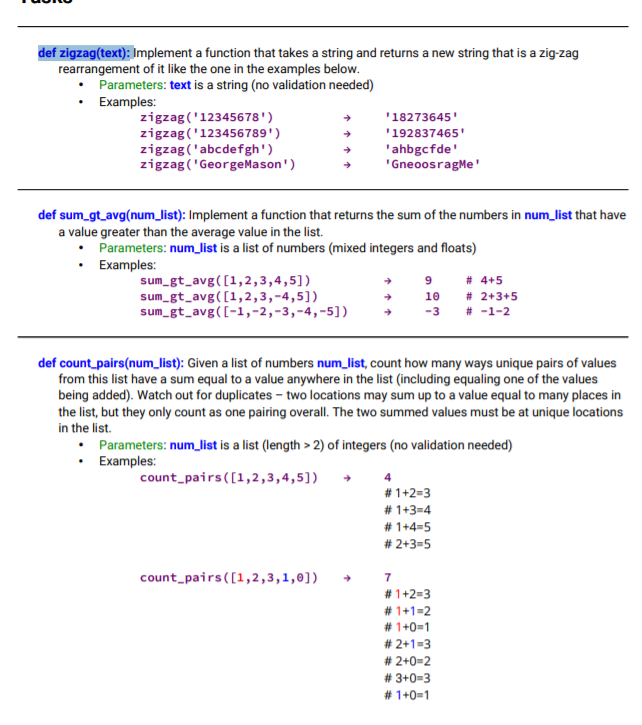 Solved Def Zigzagtext Implement A Function That Takes A 3855