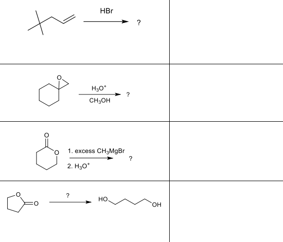 Solved HBr + to H30* ? CH3OH 1. excess CH3MgBr ? 2. H30* ? | Chegg.com