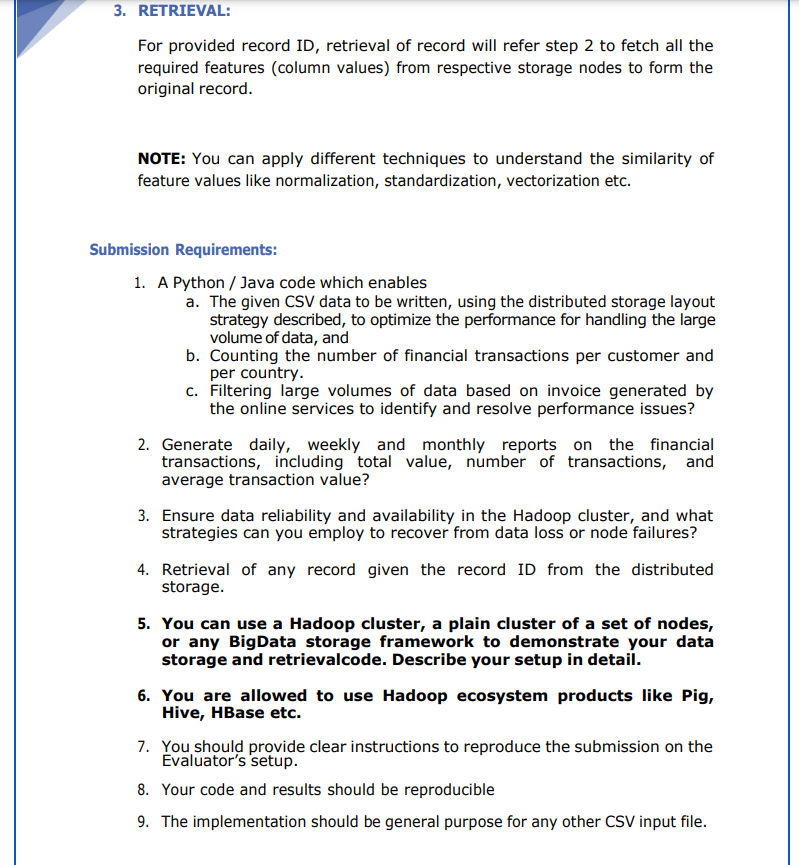 Solved Implement an efficient data layout and retrieval | Chegg.com