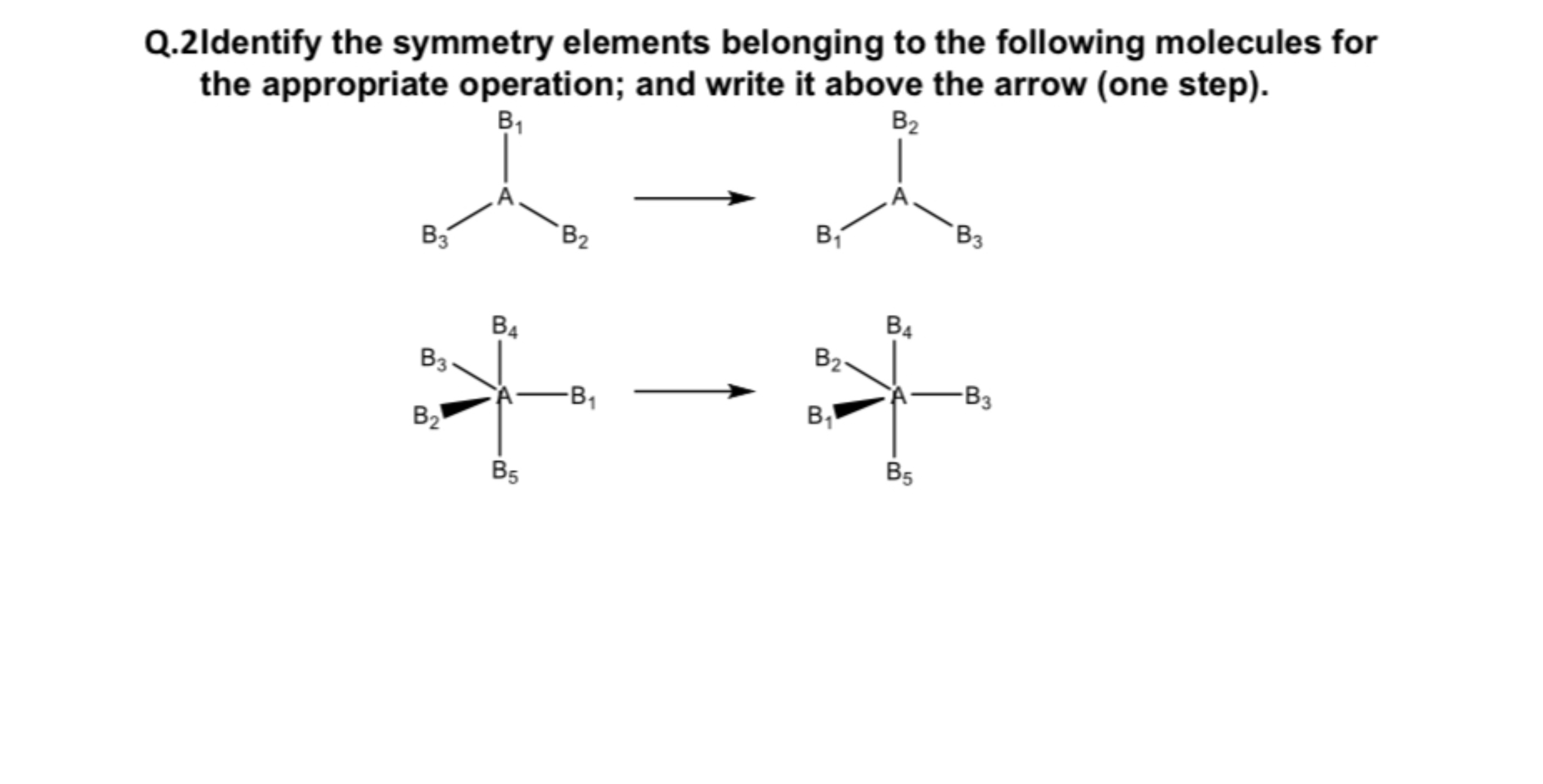 Solved Q.2Identify the symmetry elements belonging to the | Chegg.com