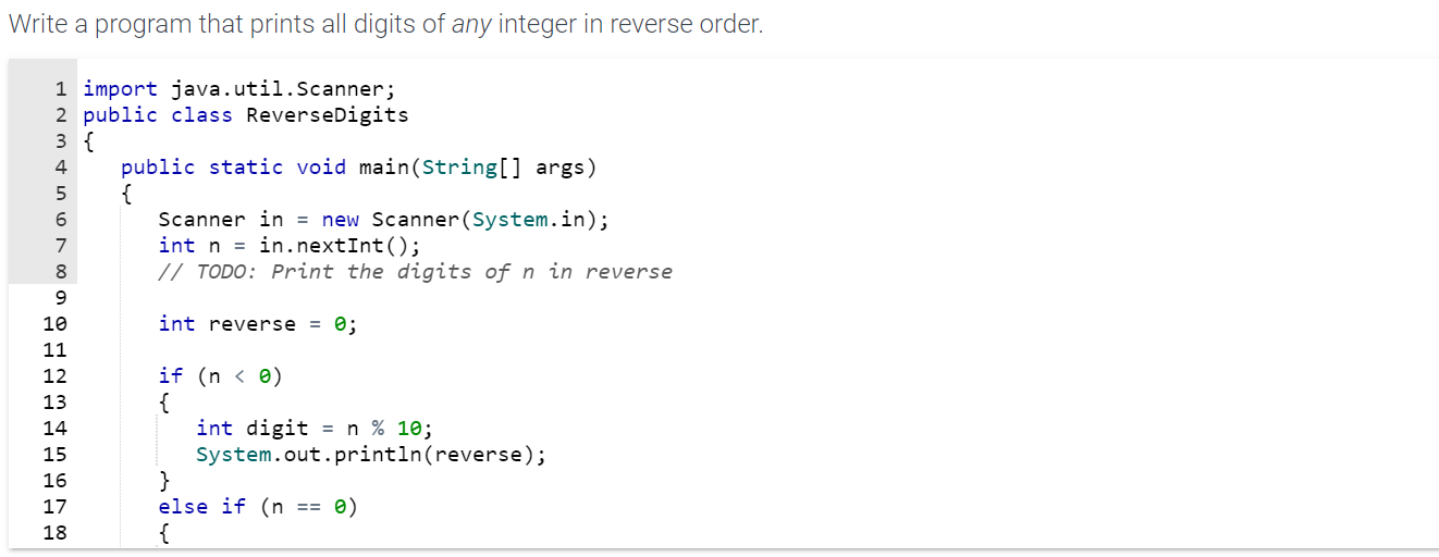 Solved import java.util.scanner; public class ReverseDigits | Chegg.com