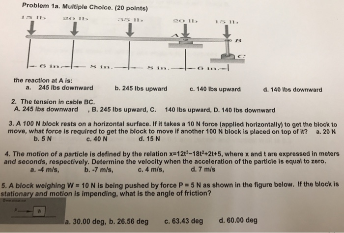 Solved Problem 1a. Multiple Choice. (20 points) 35 11 20 11 | Chegg.com