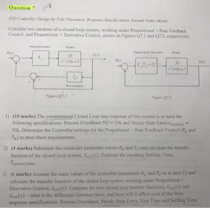Solved Question 7 PID Controller Design by Pole Placement, | Chegg.com