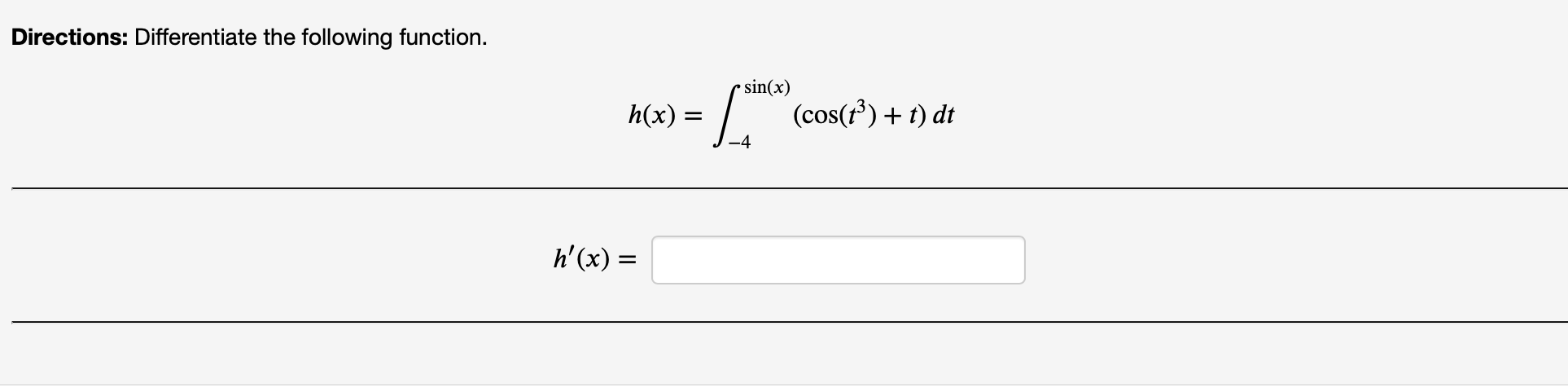 Solved Directions: Differentiate the following function. х | Chegg.com
