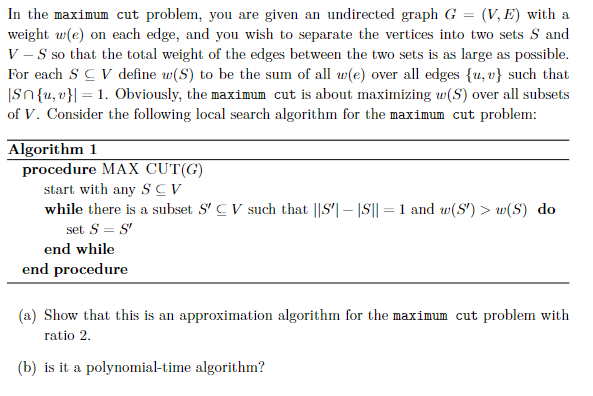 Solved In The Maximum Cut Problem You Are Given An 