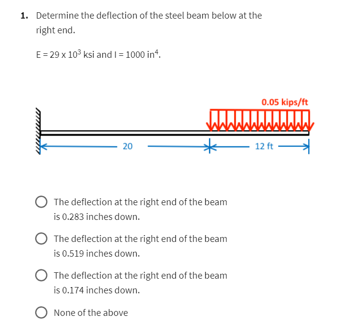 Solved 1. Determine the deflection of the steel beam below | Chegg.com