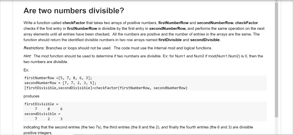 Are Two Numbers Divisible Write A Function Called 
