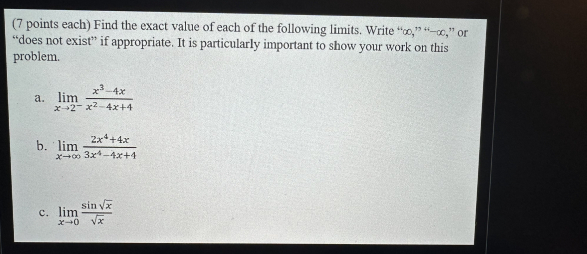 Solved (7 points each) Find the exact value of each of the | Chegg.com
