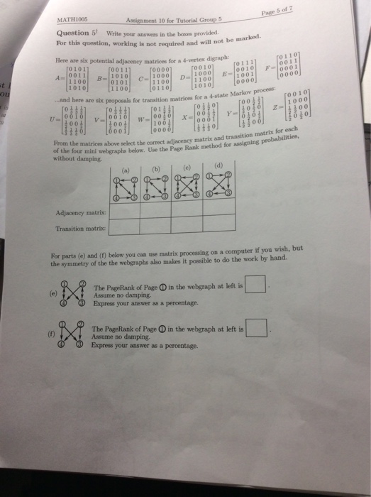 Solved Write your answers in the boxes provided. For this | Chegg.com