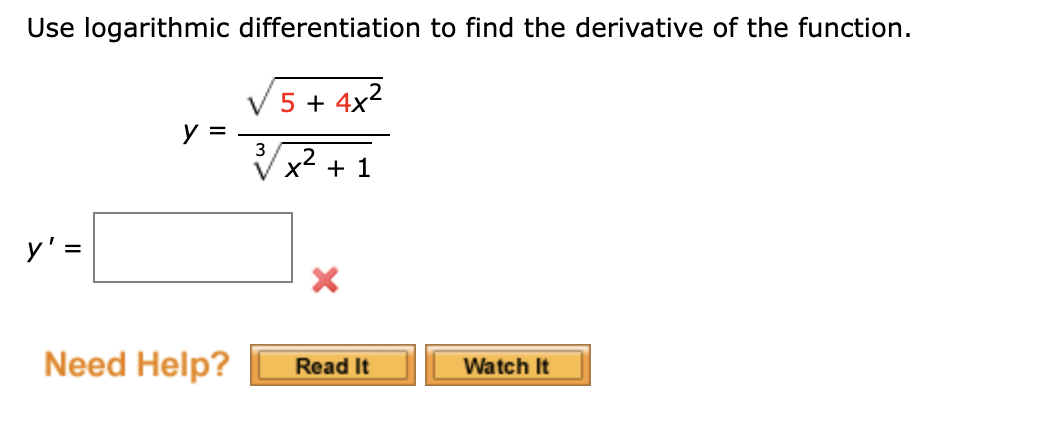 Solved Use logarithmic differentiation to find the | Chegg.com