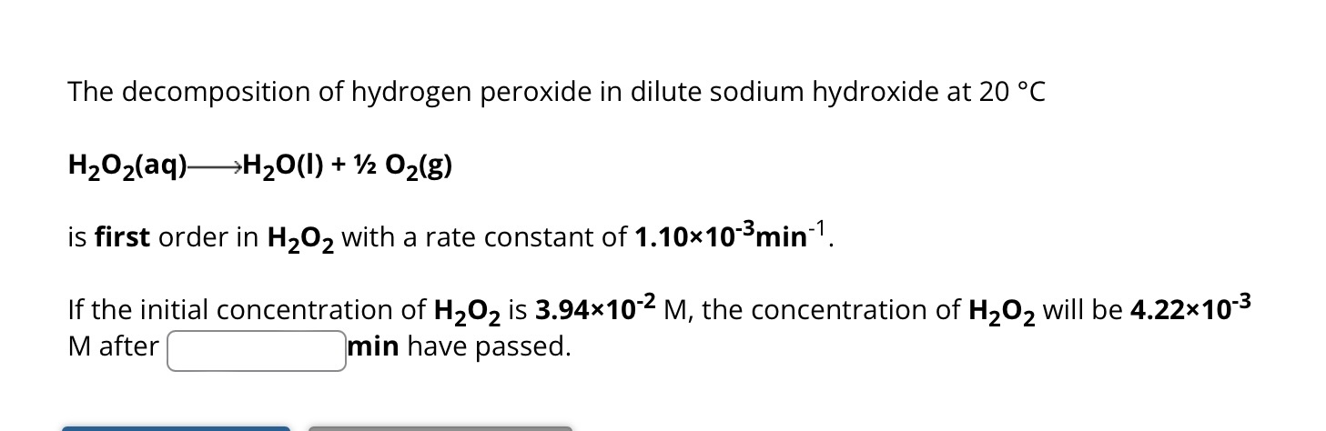 Solved The decomposition of hydrogen peroxide in dilute | Chegg.com