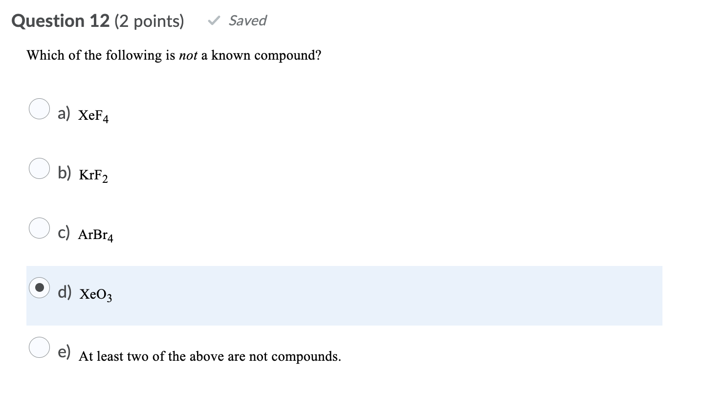 Solved Saved Question 12 (2 points) Which of the following | Chegg.com