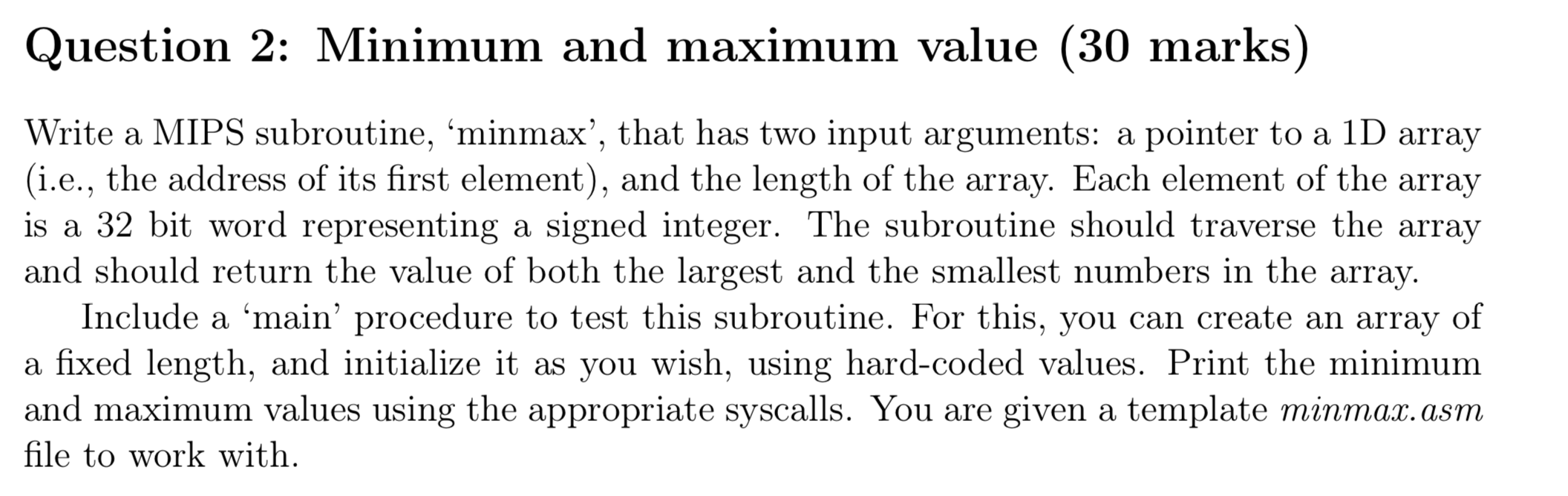 below is the minmax.asm , In which, you can treat the | Chegg.com