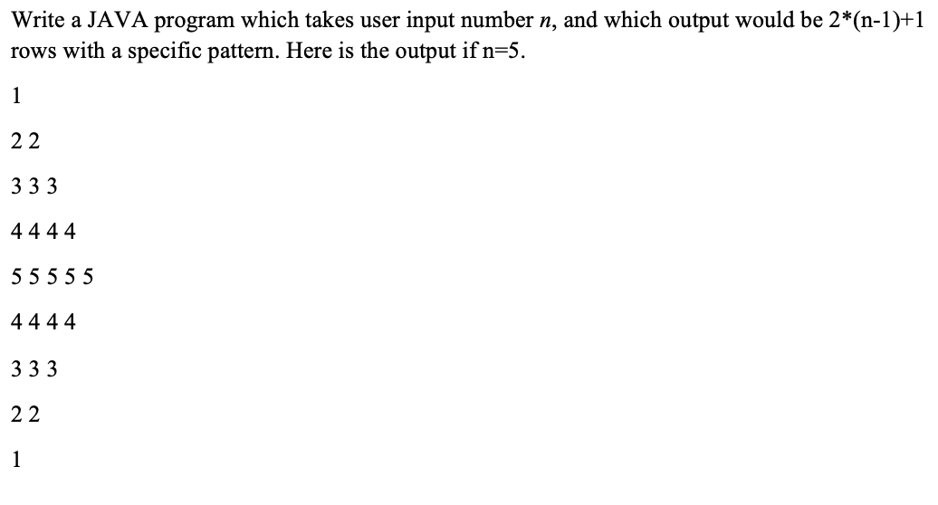 Solved Write A Java Program Which Takes User Input Number N