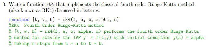 Solved 3 Write A Function Rk4 That Implements The Classical