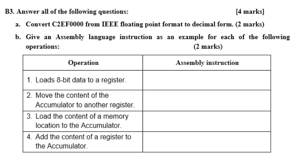 Solved B3. Answer all of the following questions: [4 marks] | Chegg.com