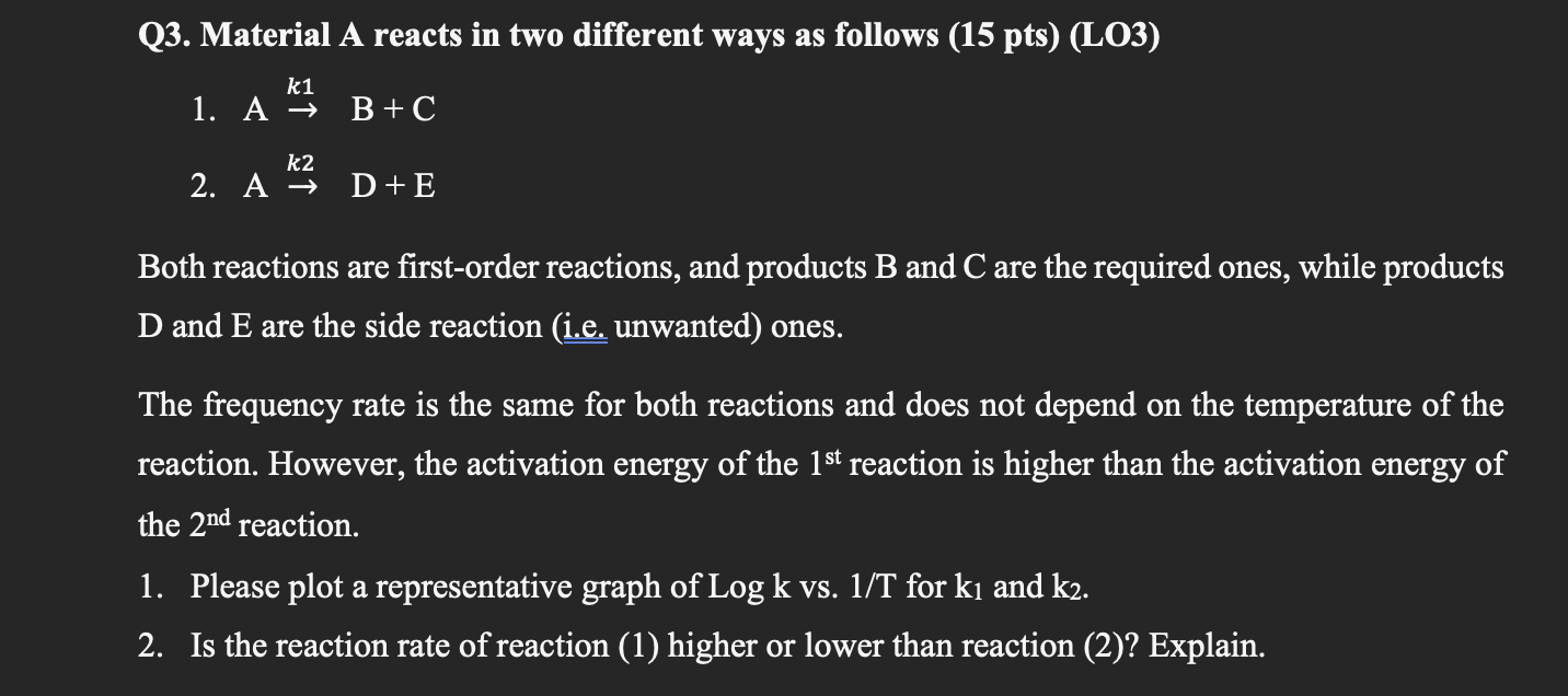 Solved Q3. ﻿Material A reacts in ﻿two different ways as | Chegg.com