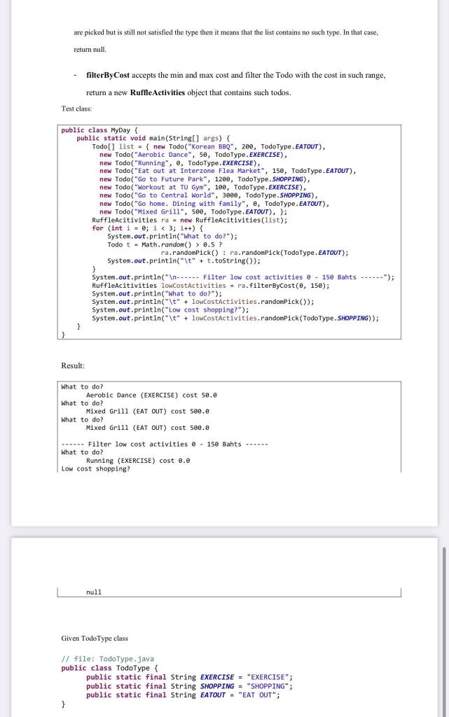 Solved 3Write the RuffleActivities and Todo classes to pick | Chegg.com