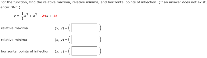 Solved For the function, find the relative maxima, relative | Chegg.com