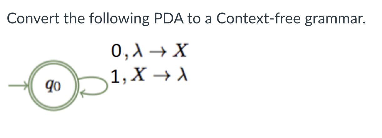 Solved Convert the following PDA to a Context-free grammar. | Chegg.com