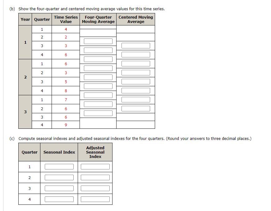 Solved Consider The Following Time Series Data Quarter Year Chegg