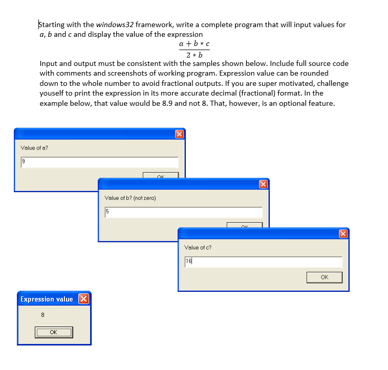 Starting with the windows32 framework, write a | Chegg.com