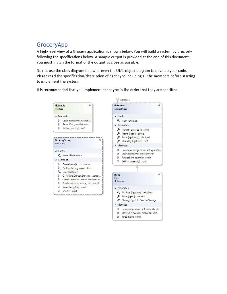 Solved GroceryApp A high-level view of a Grocery application | Chegg.com