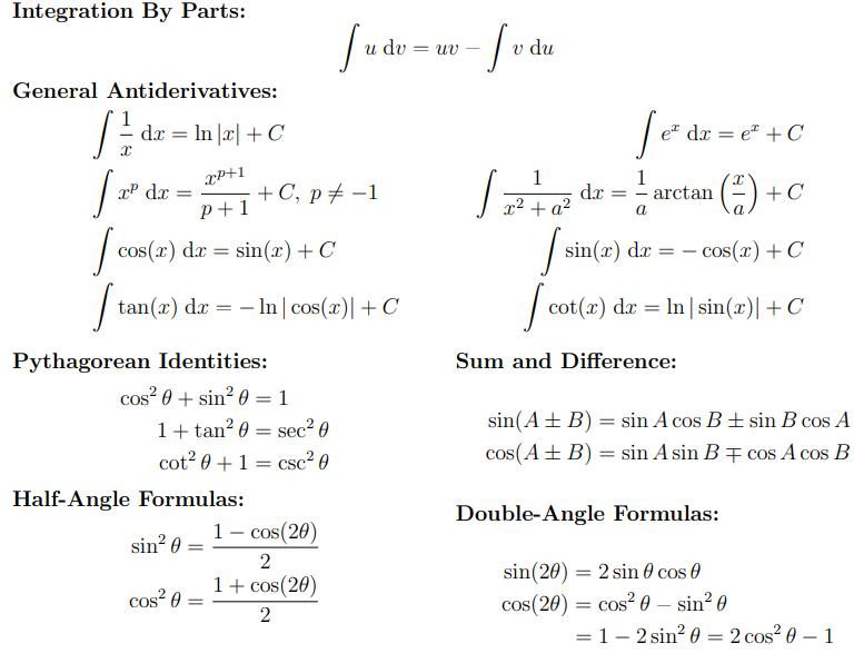Solved Integration By Parts: ∫u dv=uv−∫v du General | Chegg.com