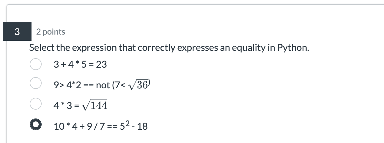 Solved 32 ﻿pointsSelect the expression that correctly | Chegg.com