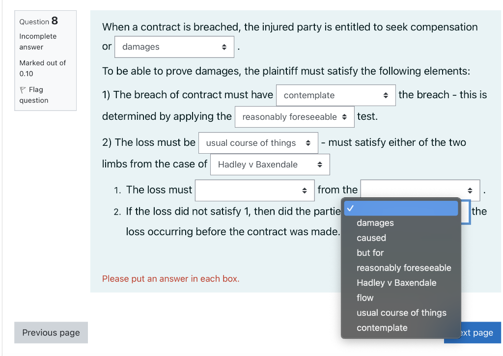Solved Question 8 Incomplete answer When a contract is | Chegg.com