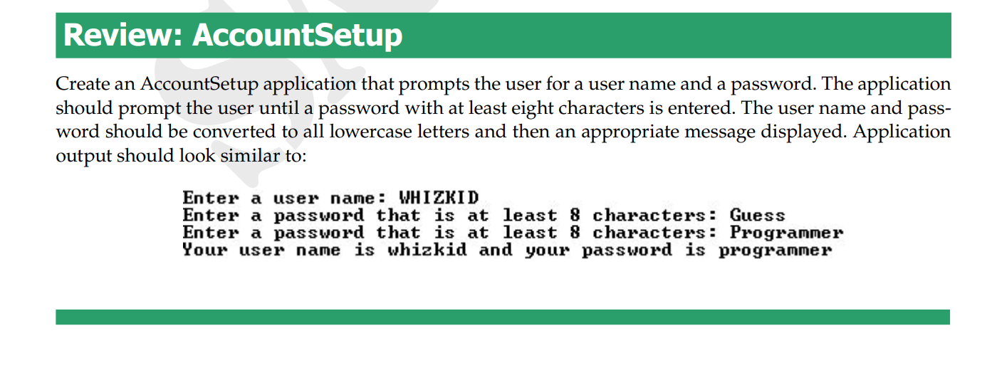 Solved Create an AccountSetup application that prompts the | Chegg.com