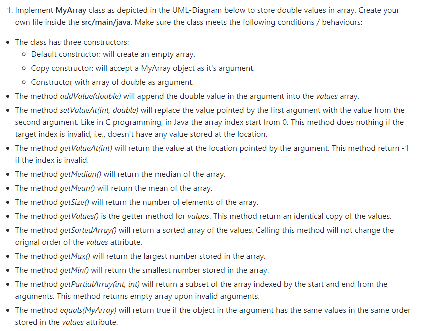 Solved 1. Implement MyArray class as depicted in the | Chegg.com