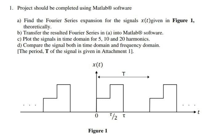 Solved 1. Project should be completed using Matlab® software | Chegg.com