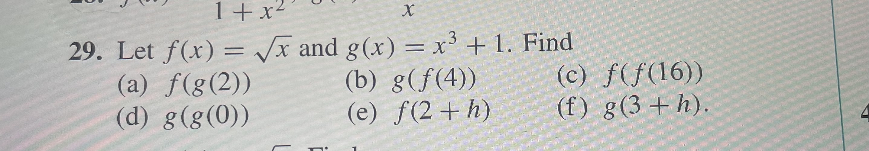 Solved Let f(x)=x2 ﻿and g(x)=x3+1. | Chegg.com