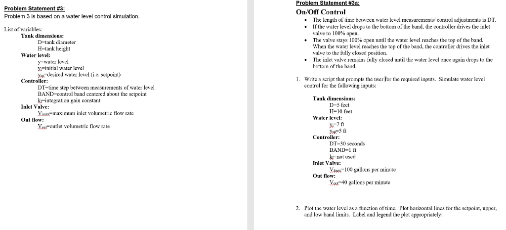 Statement #3a Problem Statement #3: On/Off Control | Chegg.com