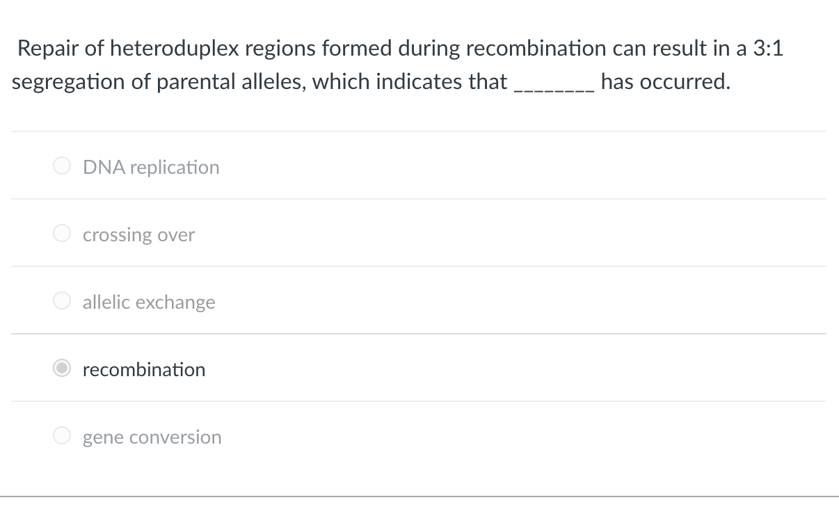 Solved Repair of heteroduplex regions formed during | Chegg.com