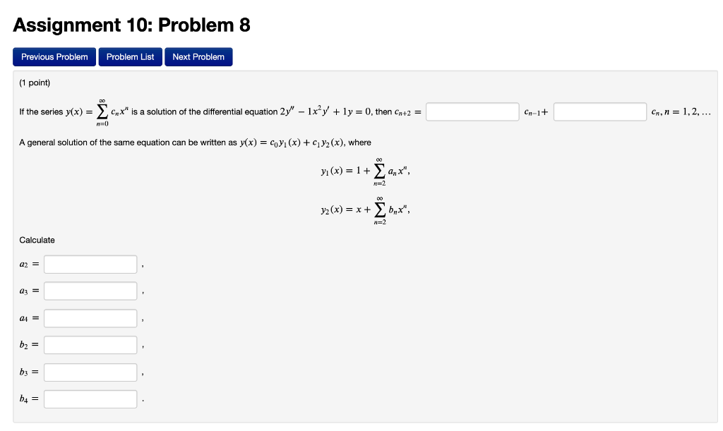 Solved Assignment 10: Problem 8 Previous Problem Problem | Chegg.com