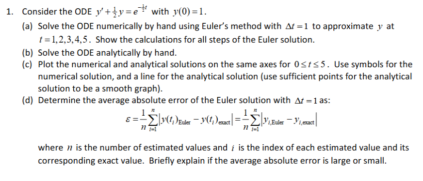 Solved Consider the ODE y'+12y=e-12t ﻿with y(0)=1.(a) ﻿Solve | Chegg.com