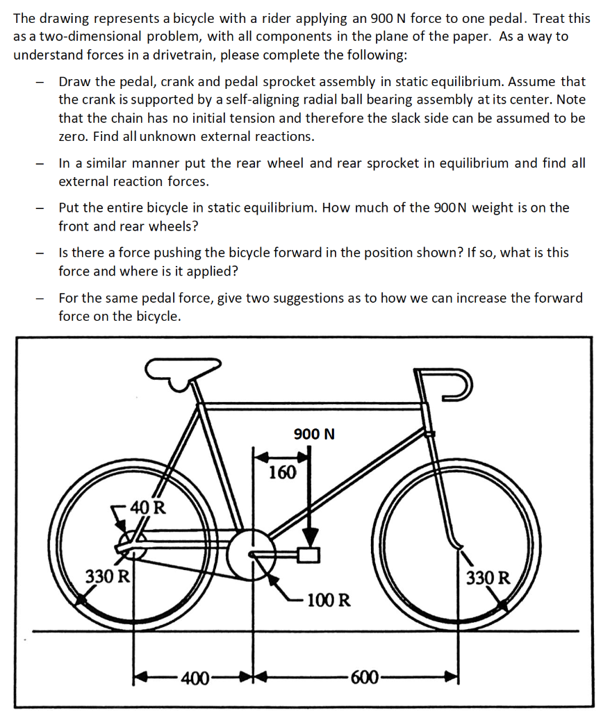 Solved The drawing represents a bicycle with a rider | Chegg.com
