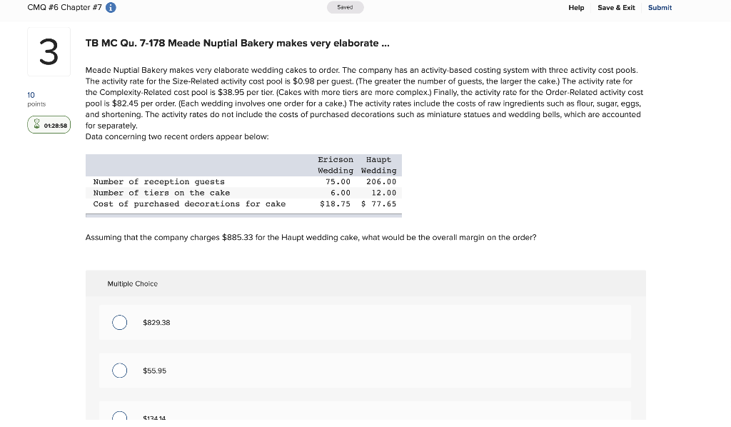 Solved CMQ #6 Chapter #7 ( Saved Help Save & Exit Submit TB | Chegg.com
