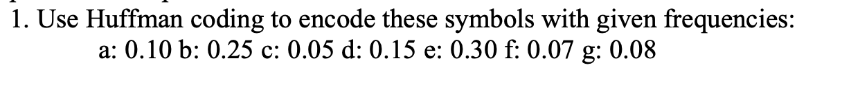 Solved 1 Use Huffman Coding To Encode These Symbols With